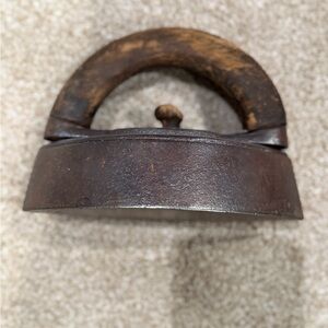 Other | Vintage Sad Iron With Wooden Handle Accessory | Poshmark